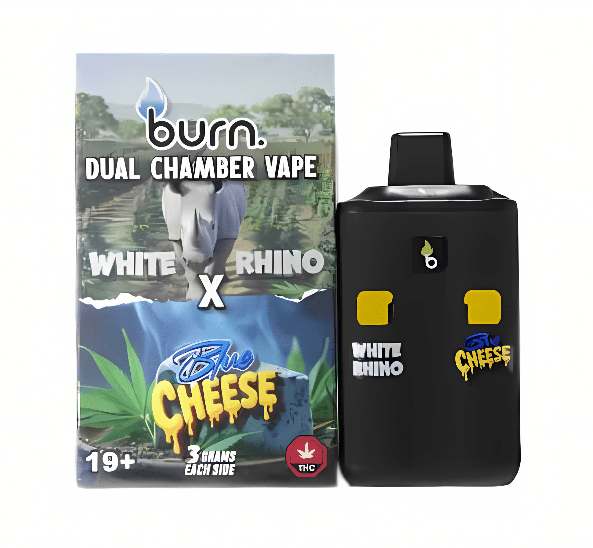 6 Gram Dual Chamber Burn Disposable Vape – White Rhino + Blue Cheese (3 ...